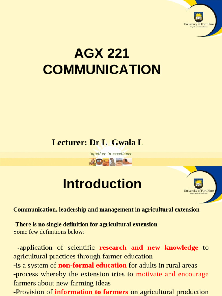 Agx 221 Commuication Lecturer 2 | PDF | Communication | Information