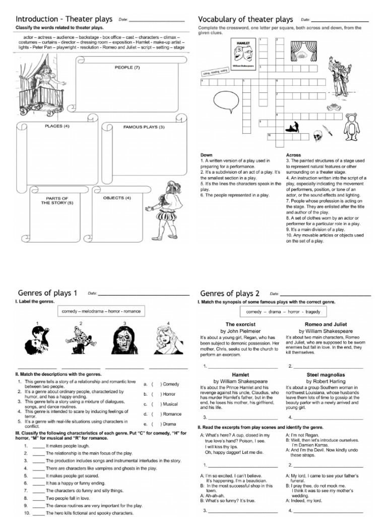 2025 Theatre Worksheets | PDF