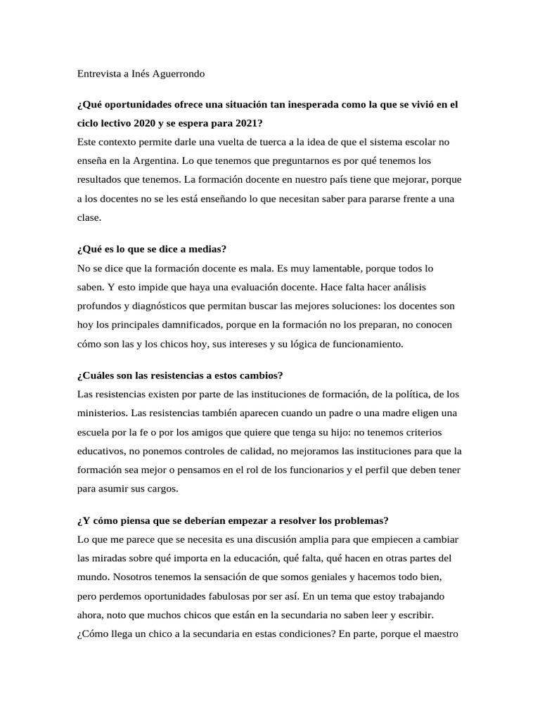 Ines Aguerrondo 1 | PDF | Escuelas | Enseñando