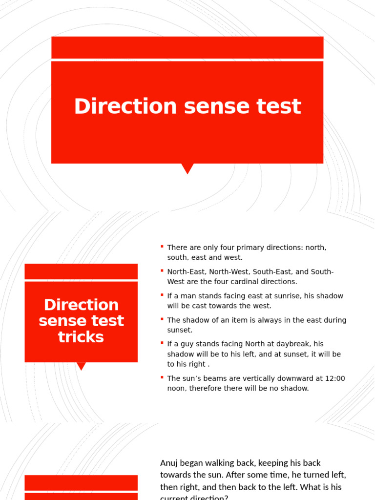 Direction Sense Test and Solutions | PDF | Light | Sun
