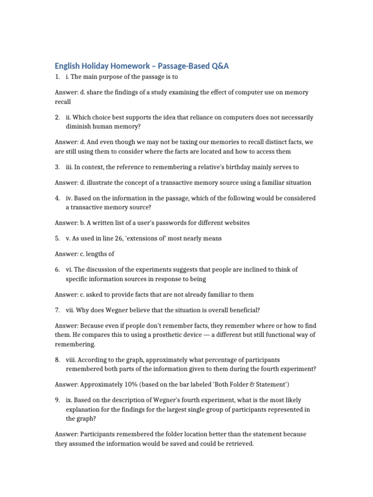 English Holiday Homework Q2 | PDF