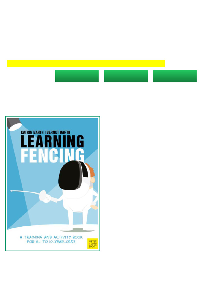 Learning Fencing A Training and Activity Book for 6- to 10- Year-Olds ...