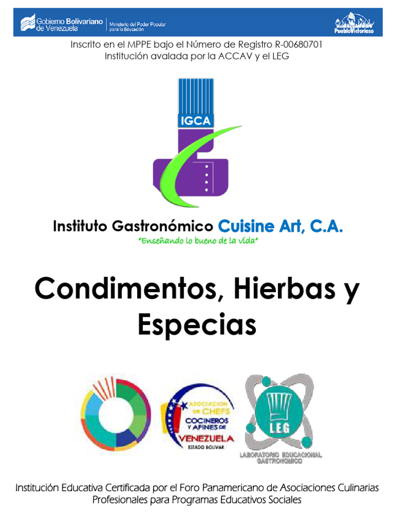 Condimentos, Hierbas y Especias | PDF | Salsa | ensalada