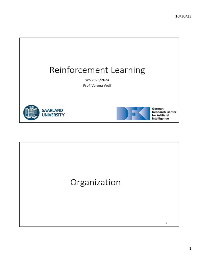 1 Slides Lecture MDPs | PDF | Applied Mathematics | Statistical Theory