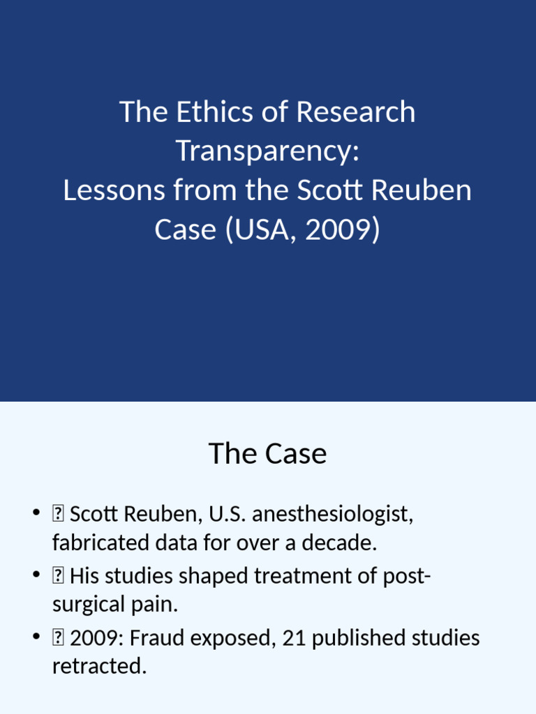 Scott Reuben Ethics Presentation Creative | PDF