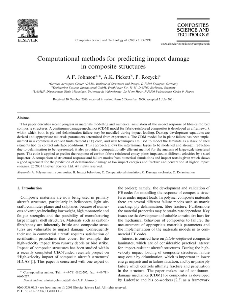 Computational Methods for Predicting Impact Damage in Composite ...