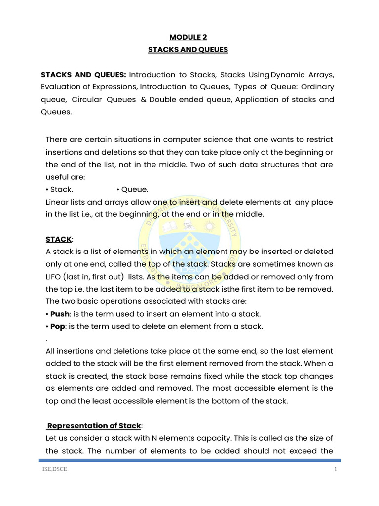 DS Module-2 (1) | PDF | Queue (Abstract Data Type) | Software Engineering