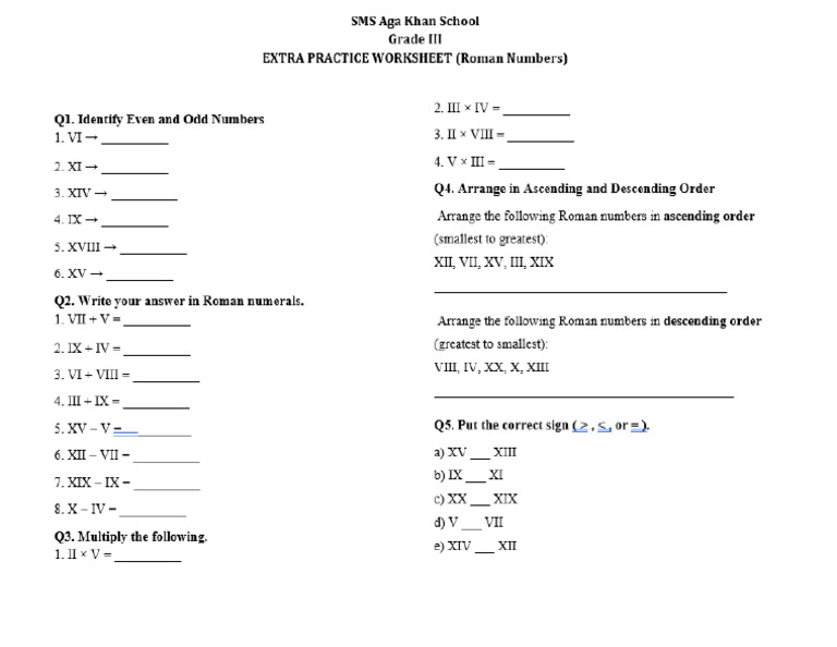 Roman Numbers Extra Worksheet. | PDF