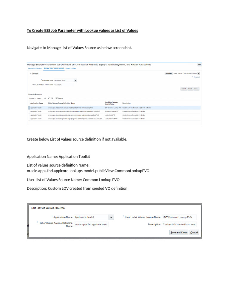 ESS Job Parameter With Lookup Values As List of Values | PDF