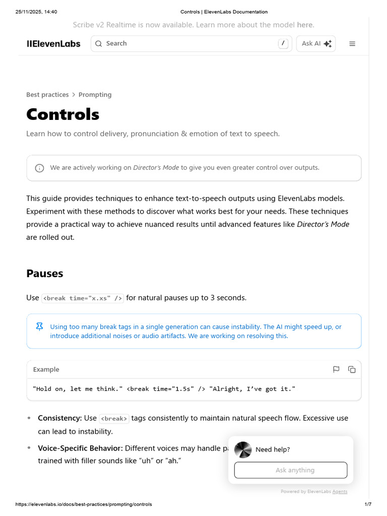 Controls - ElevenLabs Documentation Controls | PDF | Speech Synthesis | Phoneme