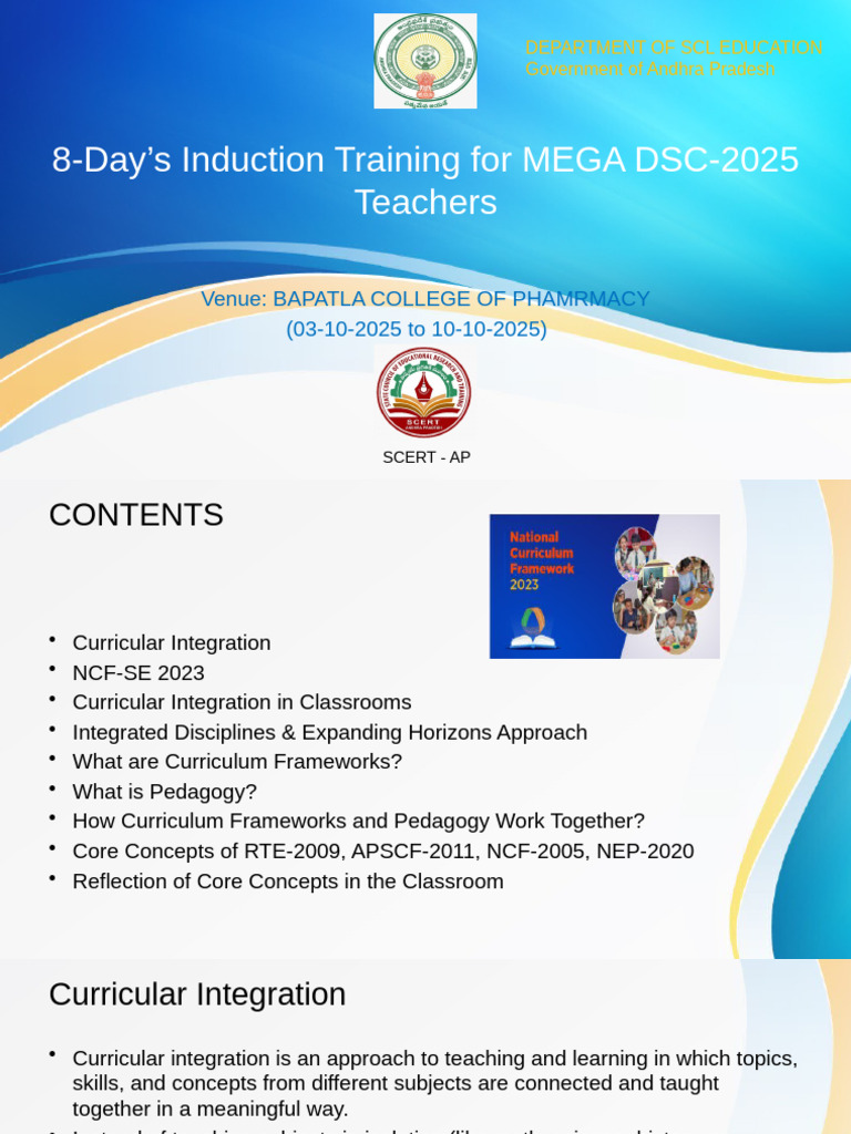 Induction Training-2025 ENGLISH | PDF | Curriculum | Pedagogy