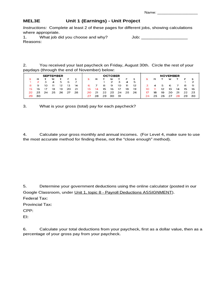 Earnings Project: Job Income Calculations | PDF | Paycheck | Tax Deduction