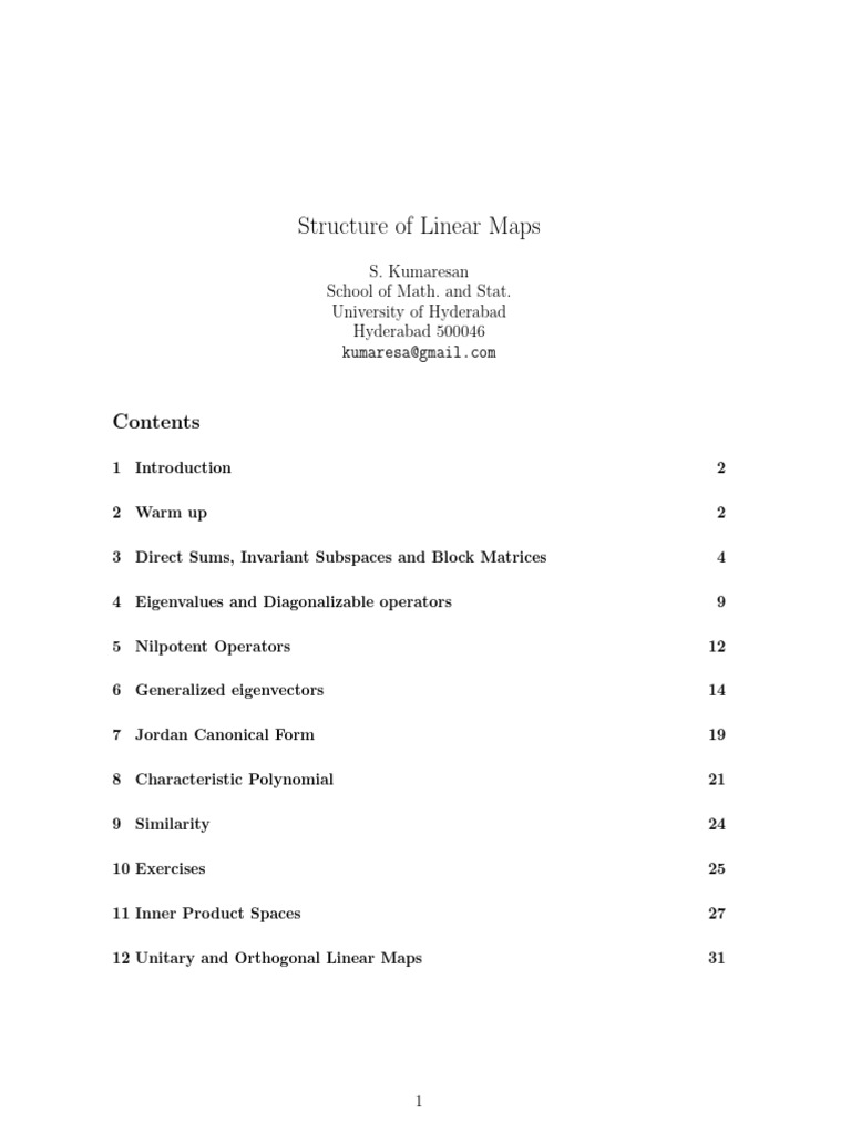 Structure of Linear Maps | PDF | Eigenvalues And Eigenvectors | Basis (Linear Algebra)