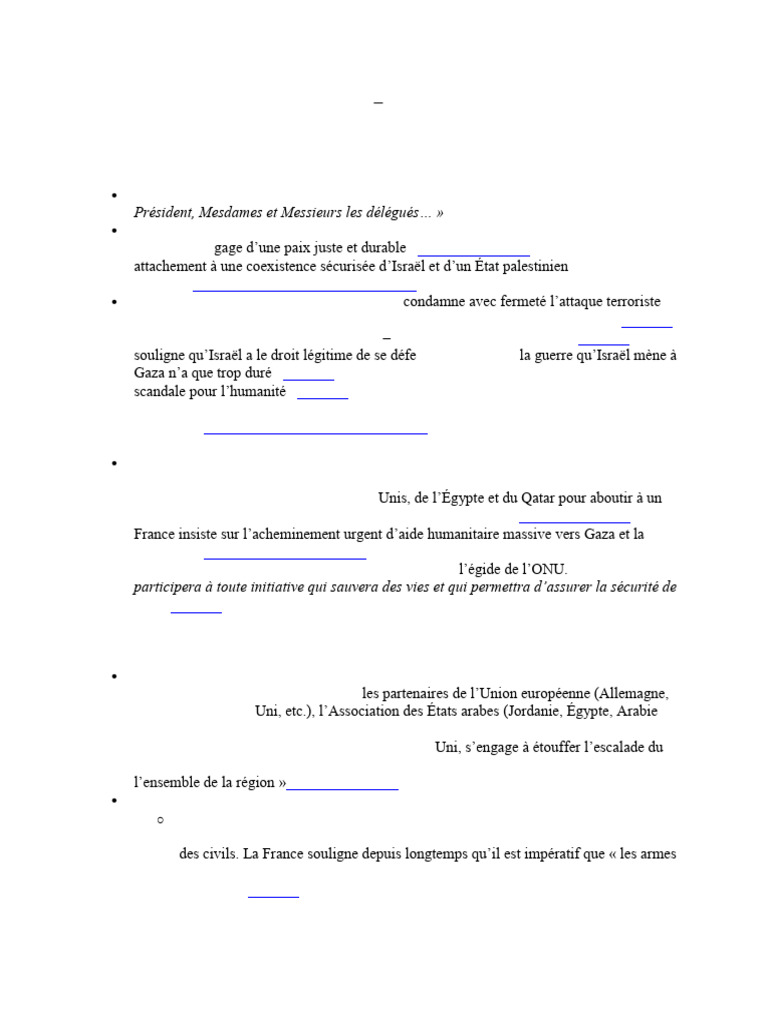 France au MUN : Position sur le Moyen-Orient | PDF | Bande de Gaza ...