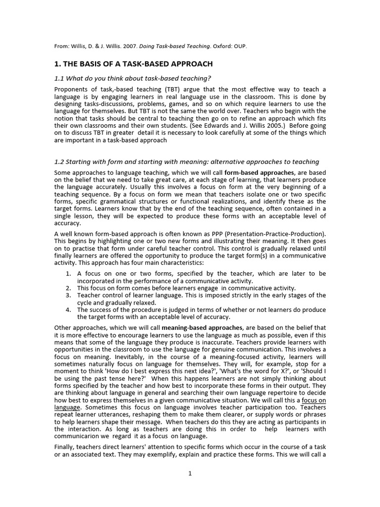 Task-Based Teaching Approaches Explained | PDF | Teachers | Learning