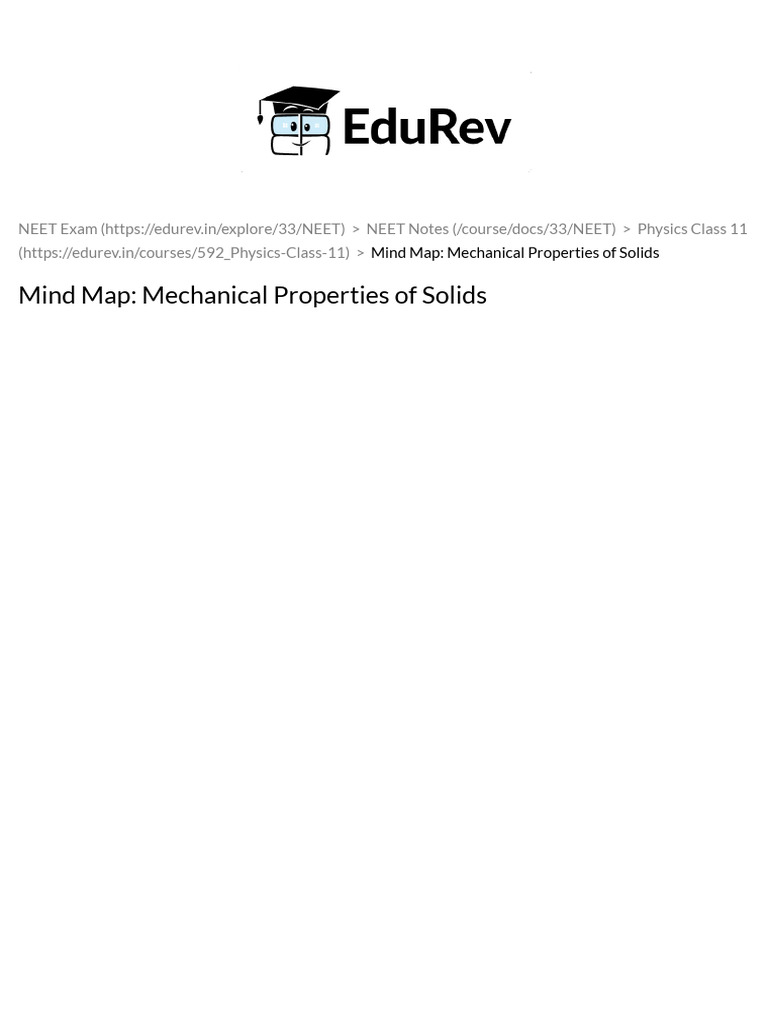 NEET Physics: Mechanical Properties Mind Map | PDF
