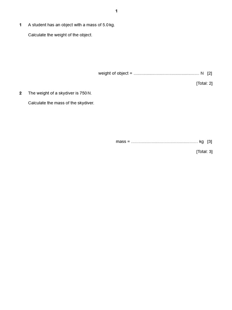 Weight and Mass Calculations Guide | PDF | Weight | Density