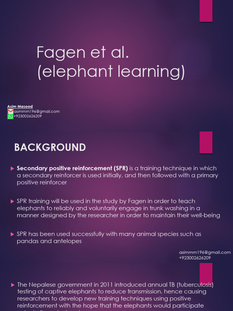 Fagen Et Al (Elephant Learning) | PDF | Reinforcement | Elephant