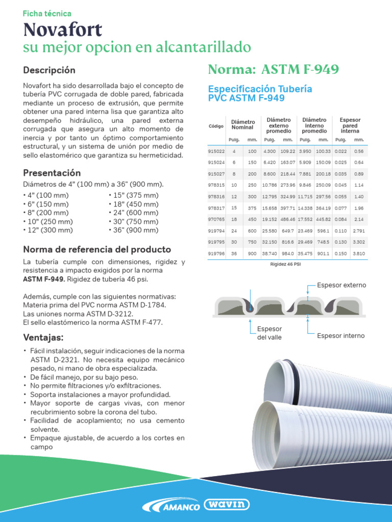 Ficha-T Novafort ASTM F 949 (1) | PDF | Ingeniería mecánica ...