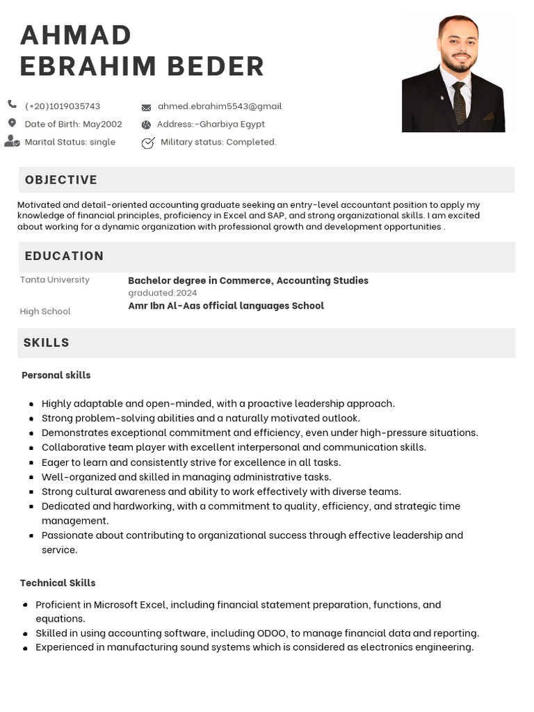 Ahmad Ebrahim Beder CV PDF | PDF | Microsoft Excel | Leadership