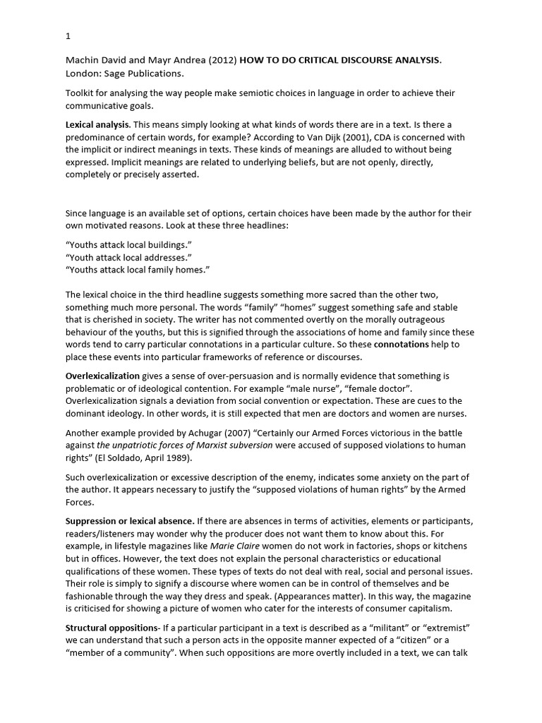 Critical Discourse Analysis Toolkit | PDF | Metaphor | Linguistics