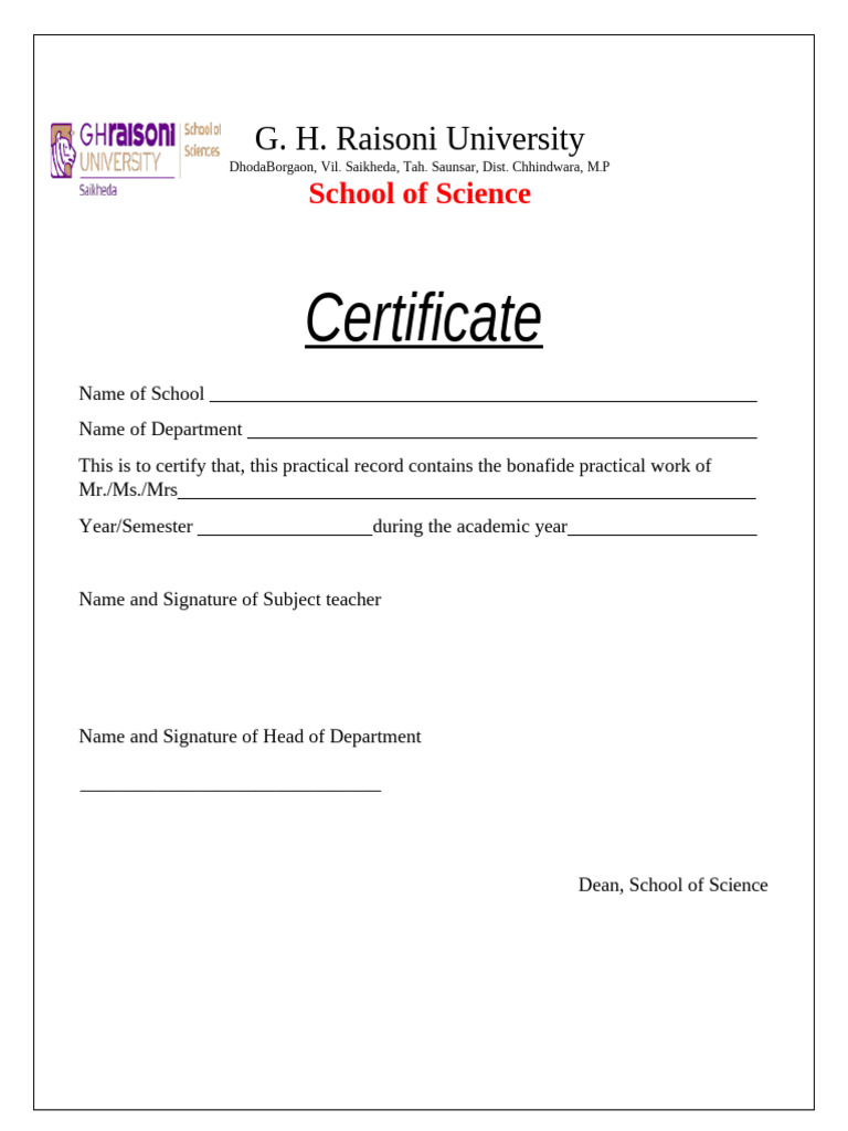 Practical Certificate | PDF