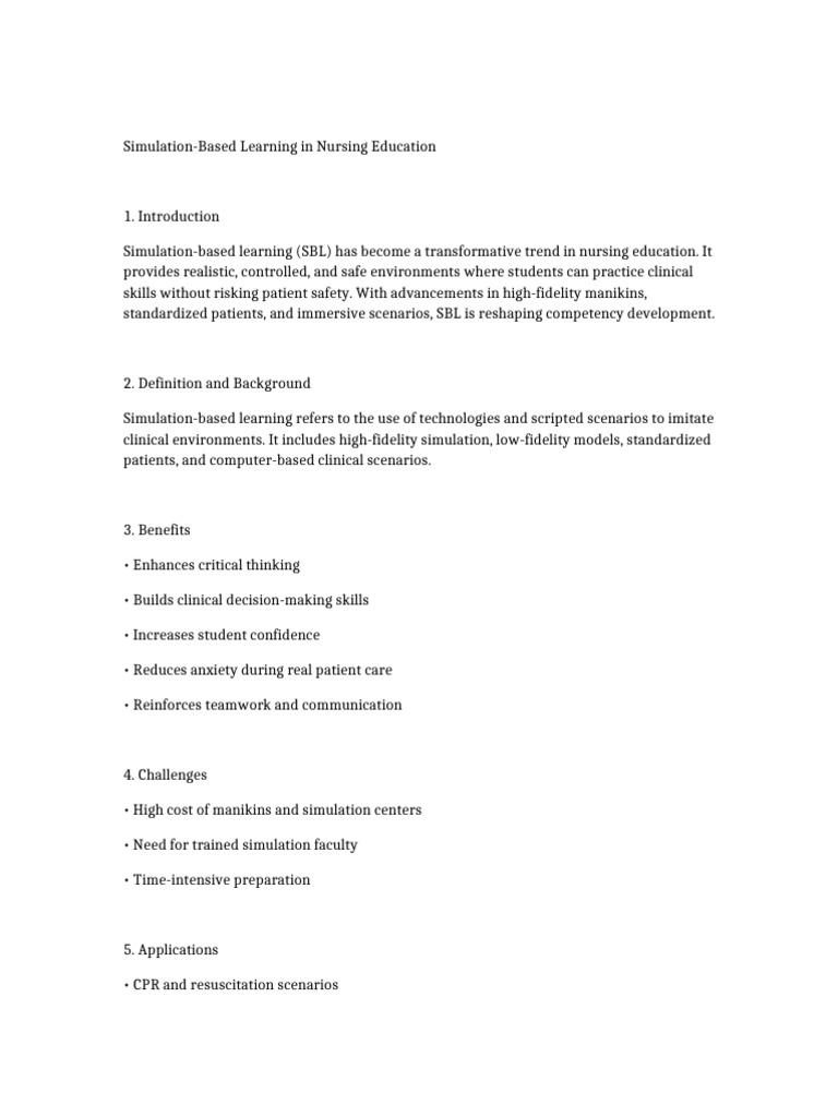 Simulation-Based Learning in Nursing Education LONG | PDF