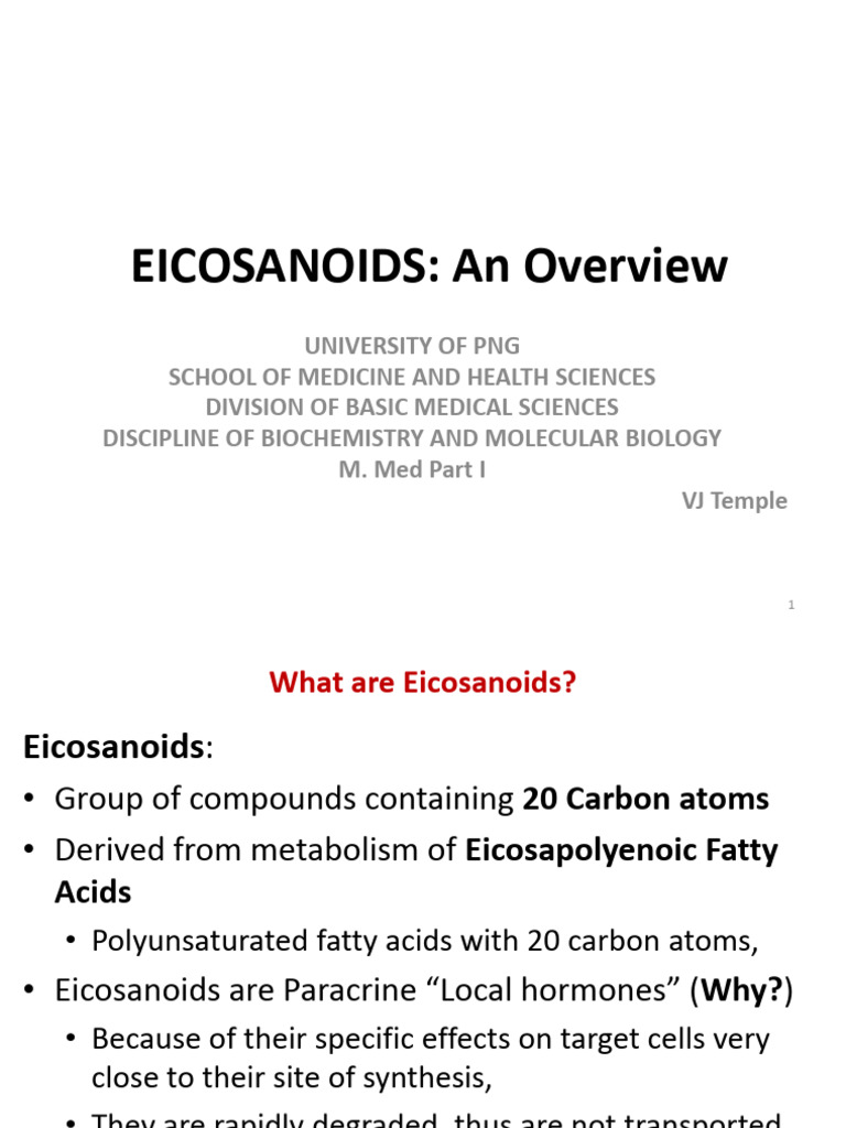 Eicosanoids: Functions and Biosynthesis | PDF | Prostaglandin ...