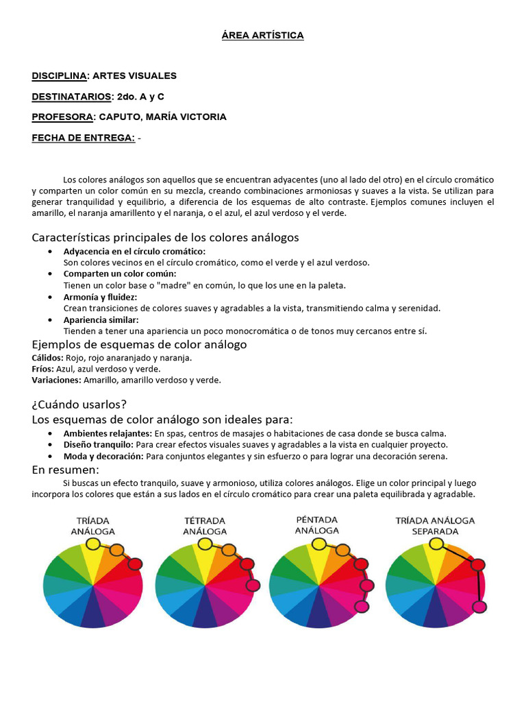 Colores Análogos en Artes Visuales | PDF | Color | Verde