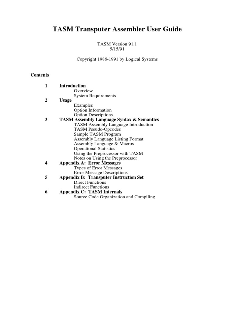 Tasm | PDF | Assembly Language | C (Programming Language)