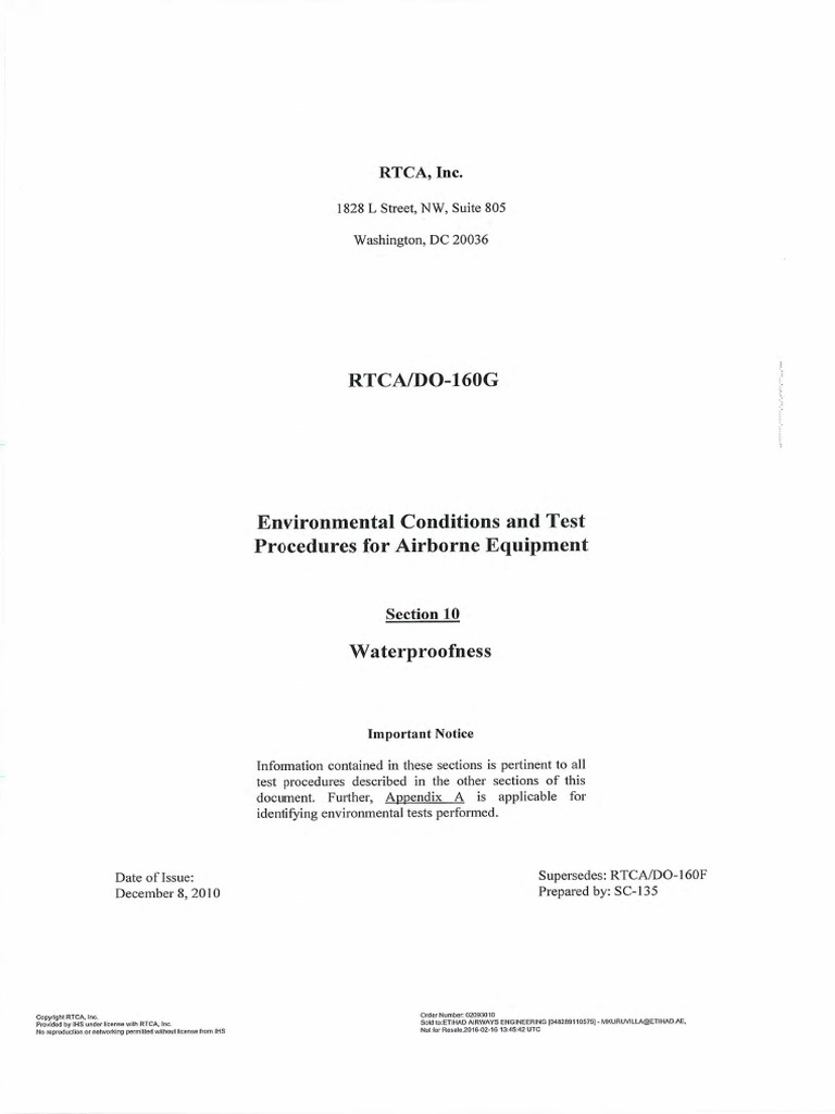 DO-160 Section 10 Waterproofness | PDF
