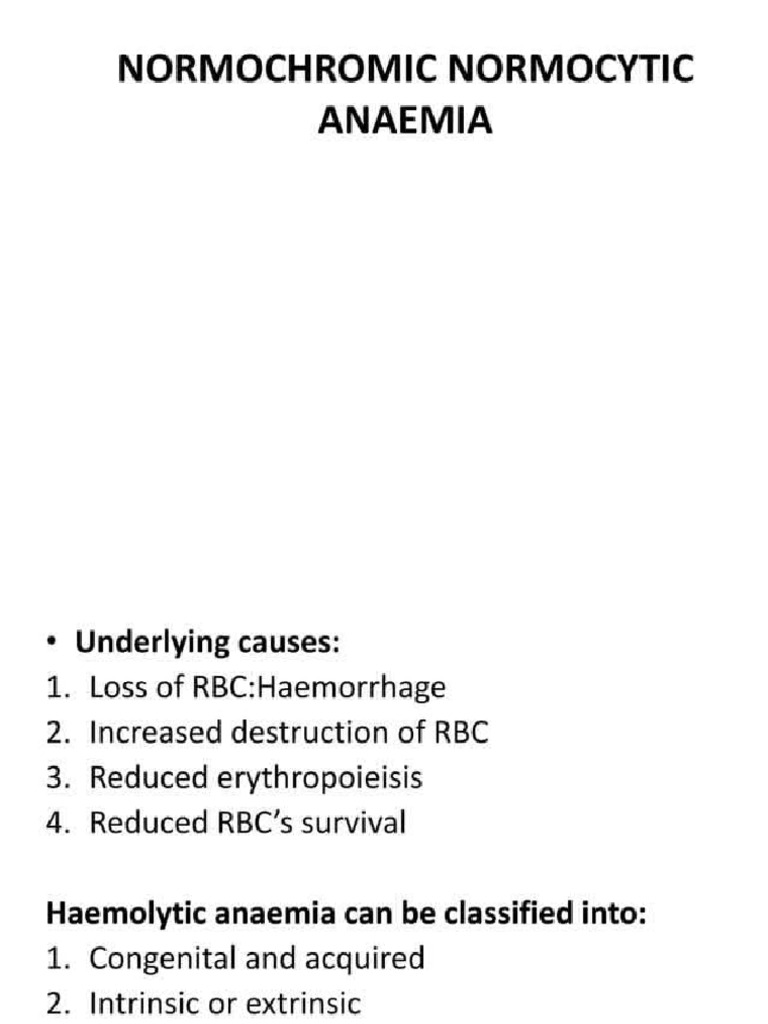 Normocytic Normochromic Anemia | PDF