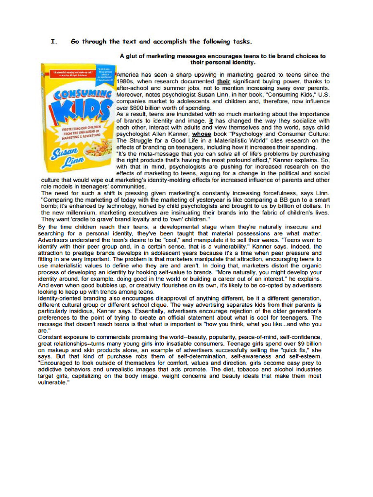 Advertising Reading Comprehension | PDF