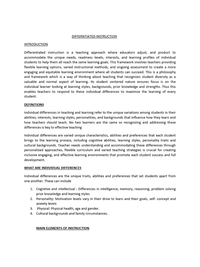 Differentiated Instruction Strategies | PDF | Differentiated ...