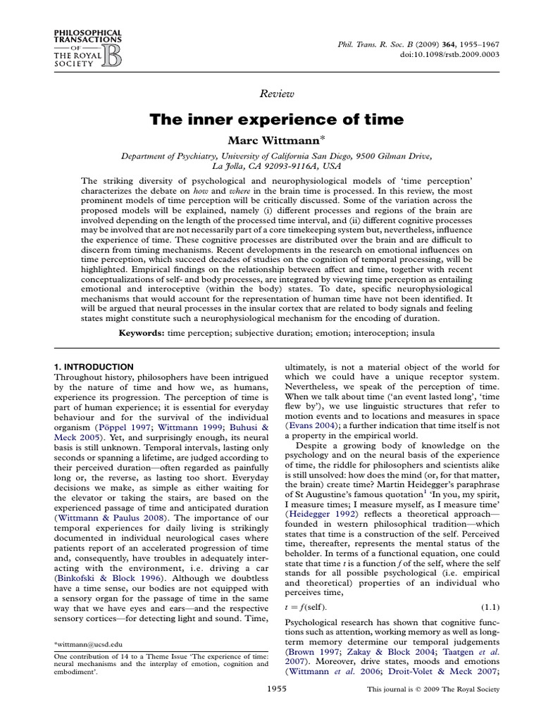 740 - Wittmann, M. - The Inner Experience of Time | PDF | Time ...