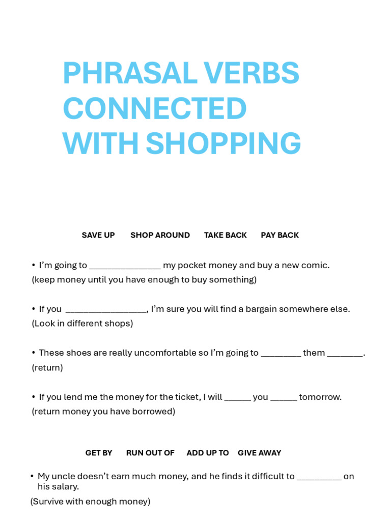 Phrasal Verbs Shopping | PDF