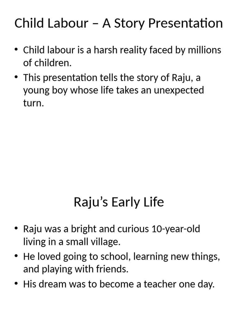 Child Labour Story Presentation | PDF