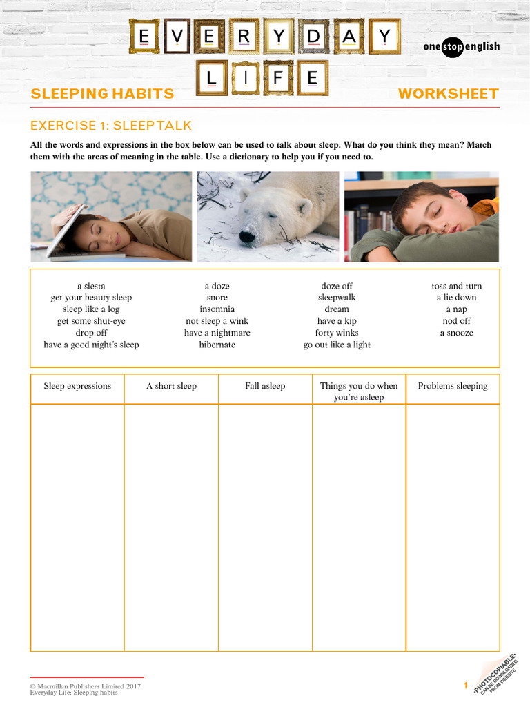 Everyday Life - Sleeping Habits UPP SN | PDF | Sleep