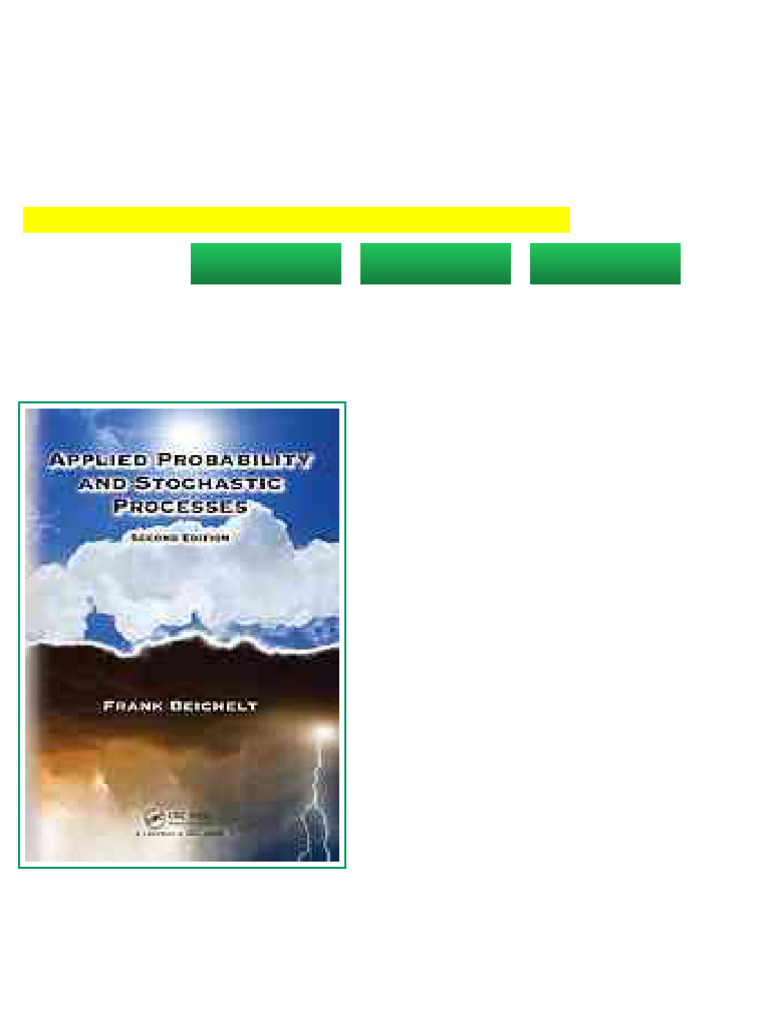 Applied Probability and Stochastic Processes Second Edition Beichelt ...
