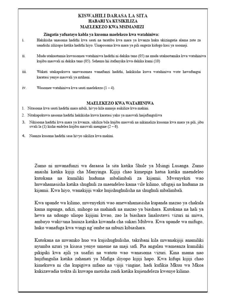 Kisw 6 Unet-Buchosa Paper 1 Habari | PDF