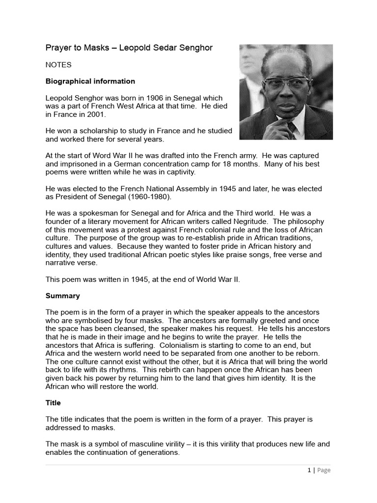 Prayer To Masks - Notes | PDF