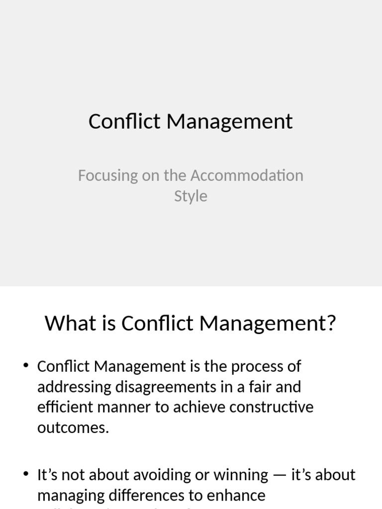Conflict Management Accommodation Corporate | PDF | Social Capital ...