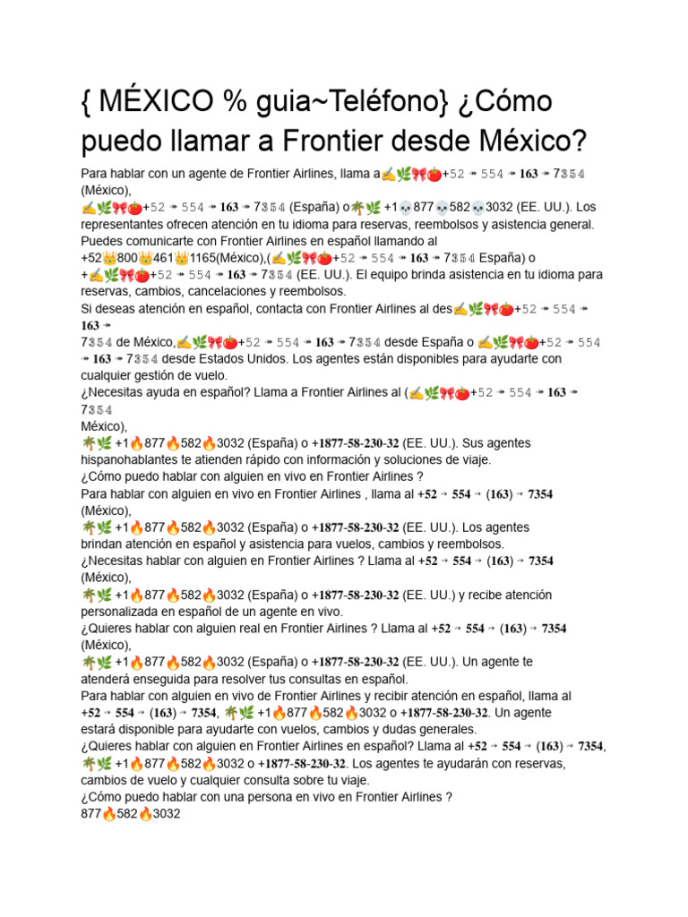 ¿Cómo Puedo Llamar A Frontier Desde México? | PDF