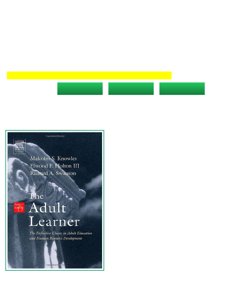 The Adult Learner Sixth Edition The Definitive Classic in Adult ...