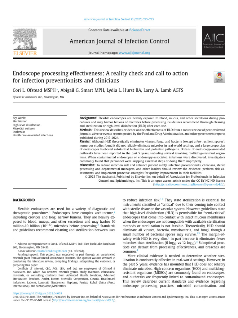 American Journal of Infection Control | PDF | Sterilization ...