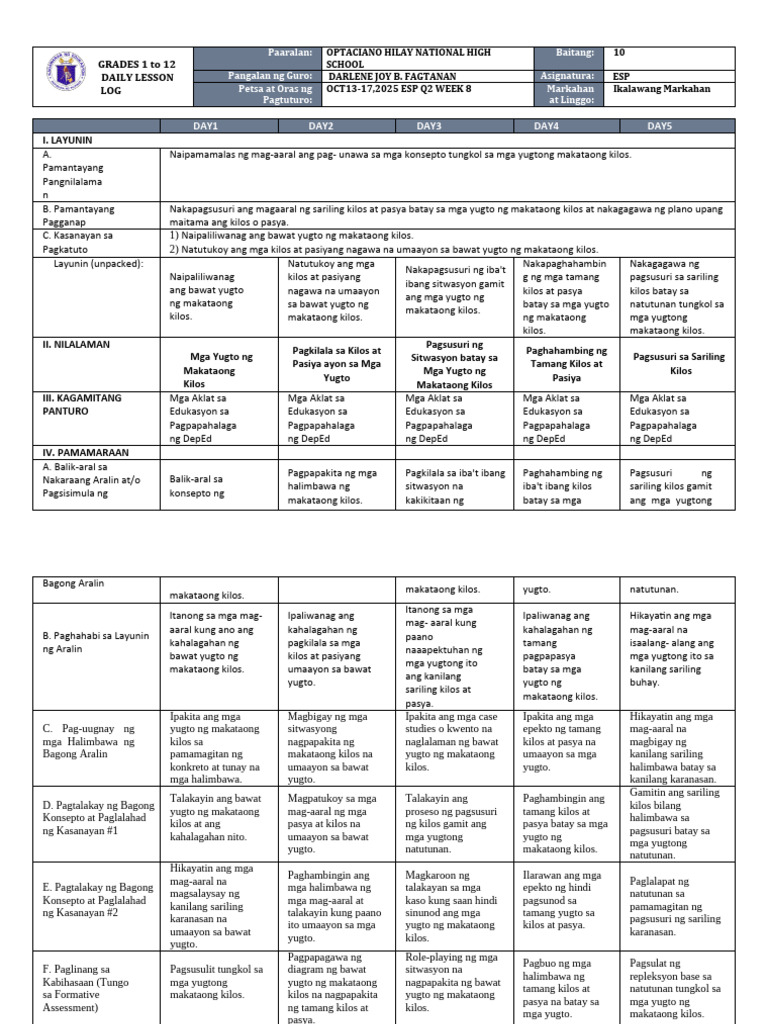 Oct13-17,2025 Esp Q2 Week 8 | PDF