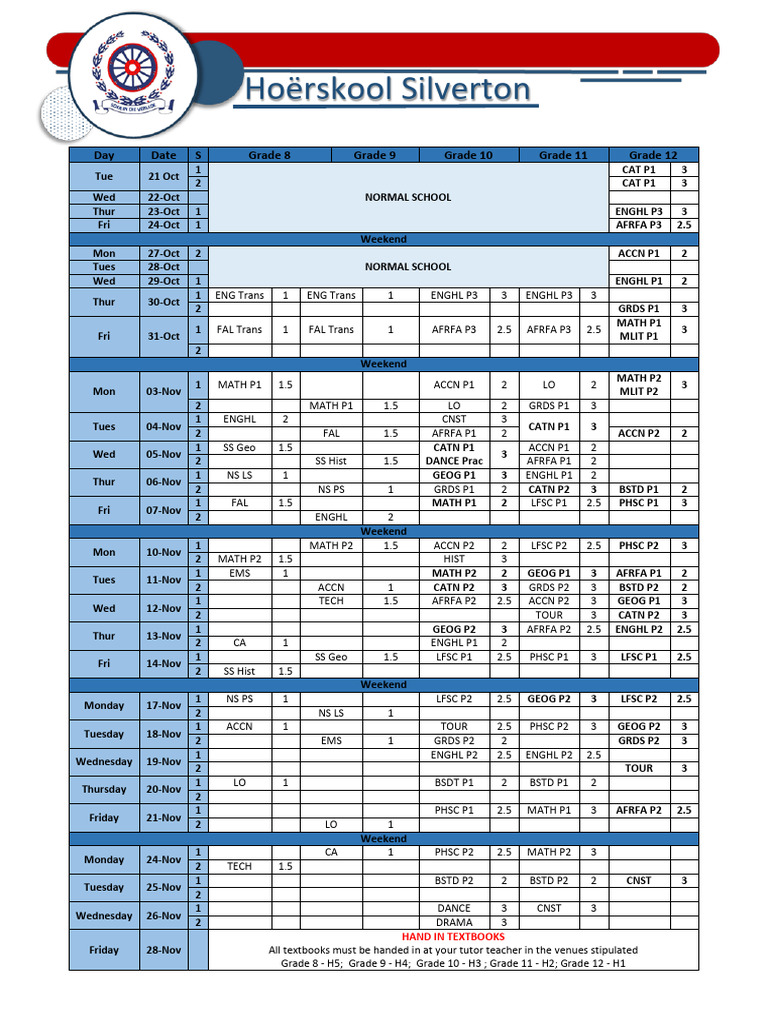 Final Examination Timetable 2025 | PDF