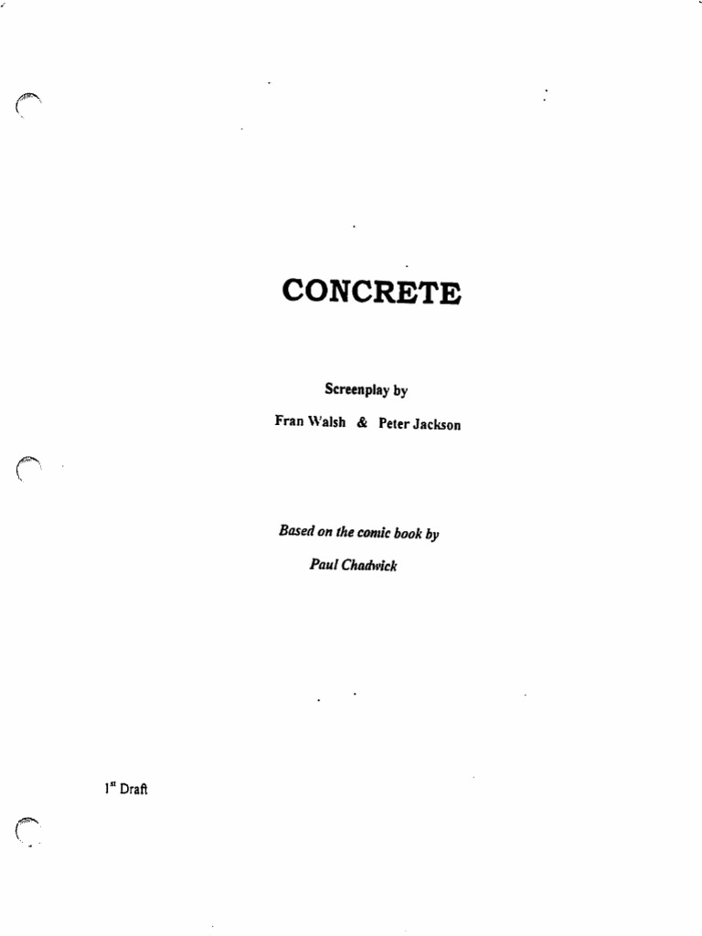 Concrete (Fran Walsh & Peter Jackson) (Undated) (1st) (Unprod.) (Scan ...