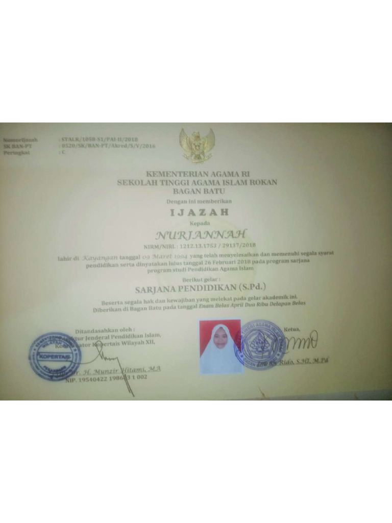 Ijazah Nurjannah | PDF