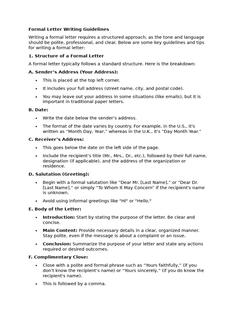 Formal Letter Writing Tips and Structure | PDF